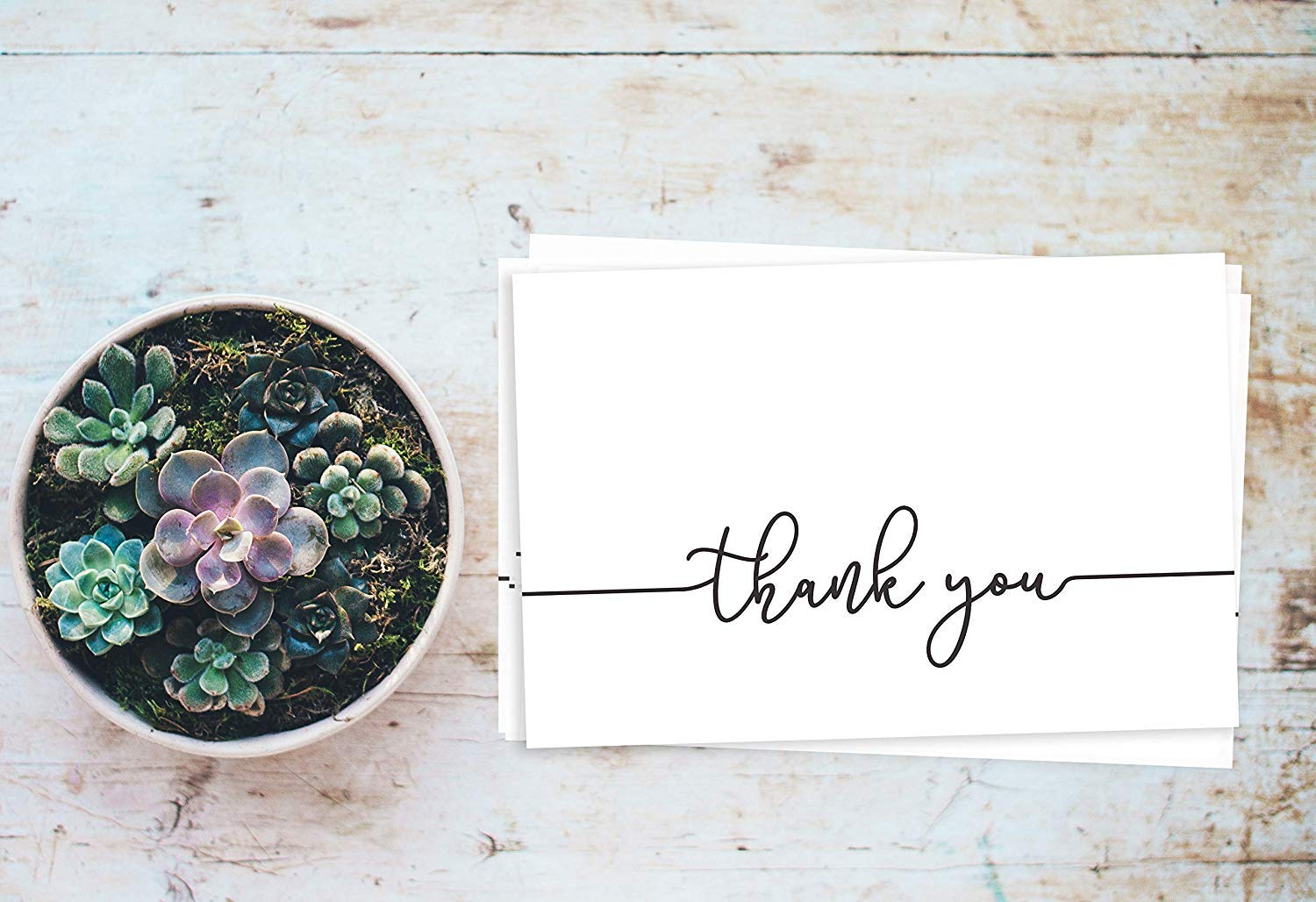 Cavepop 36 Pack Card Box Assorted Thank You Cards with Envelopes, Black and White Handwritten Blank Cards for a Greeting, Notes, Gifts with Envelopes for Wedding, Baby and Bridal Shower