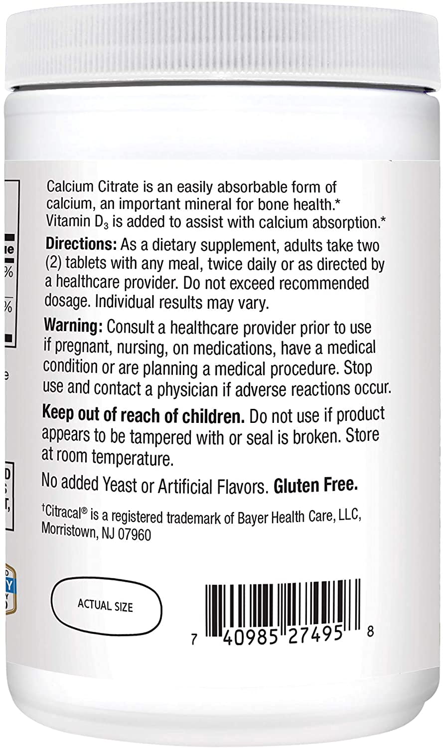 21st Century Calcium Citrate + D3, 400 Tablets Per Bottle (2 Pack)