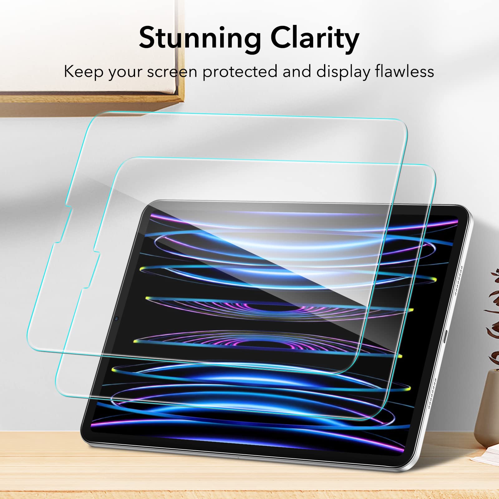 ESR 2 Pack Screen Protector for iPad Air 5th/4th Generation (2022/2020),iPad Pro 11 Inch (2022/2021/2020/2018) Screen Protector, Tempered-Glass Film with Alignment Frame, Anti-Scratch, HD Clarity