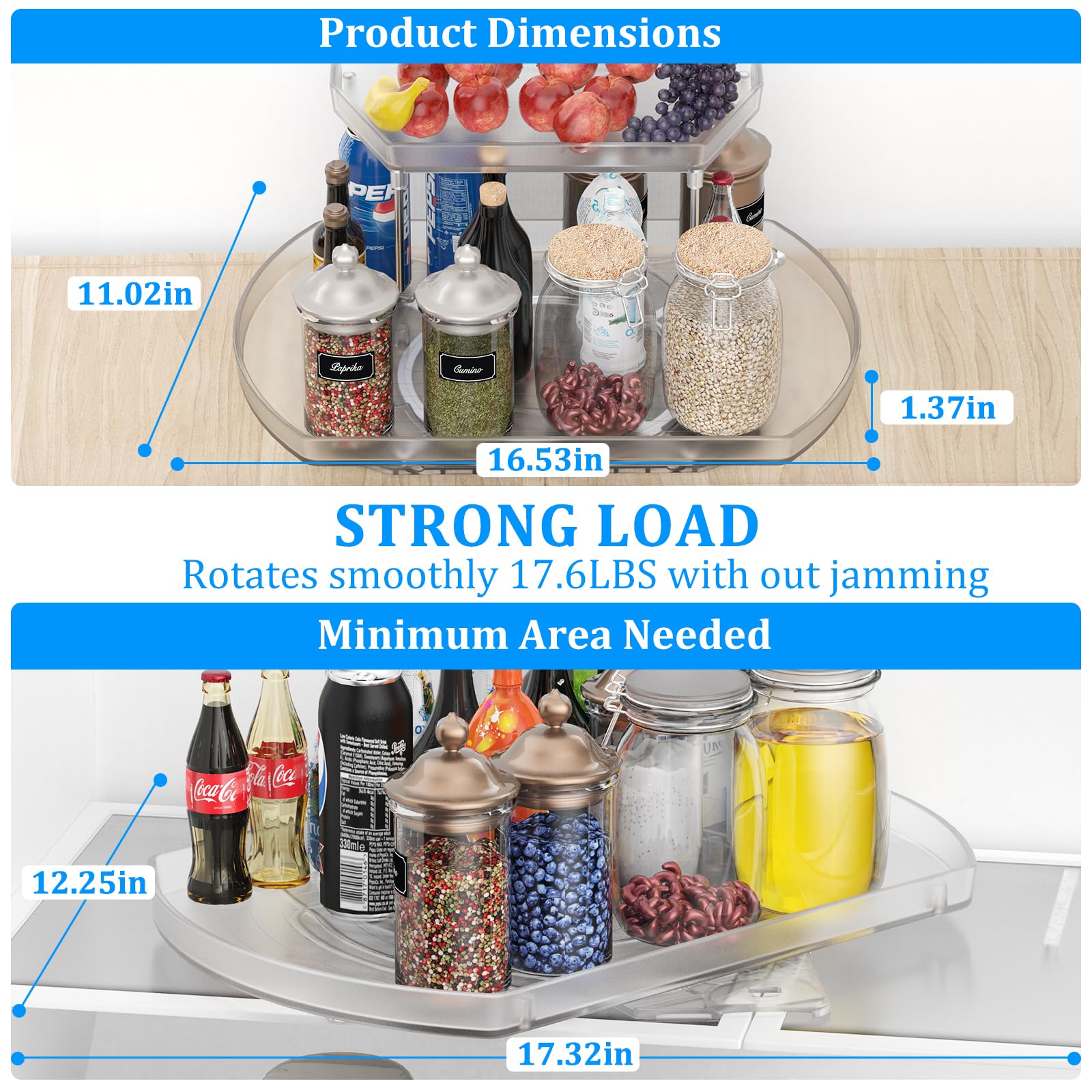 2 Tiers Lazy Susan for Refrigerator