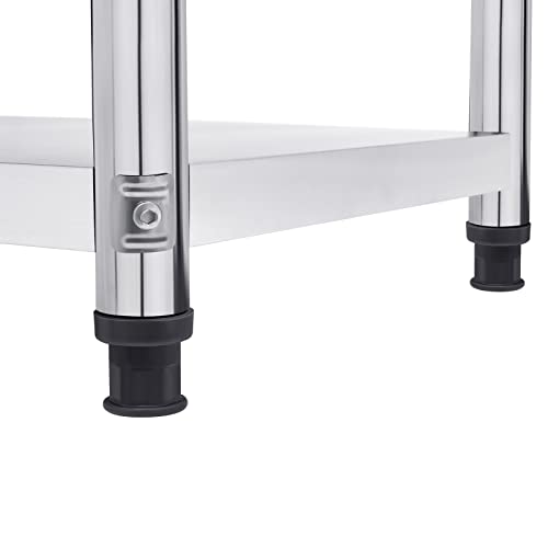32"×16" Stainless Steel Table, Heavy Duty Stainless Steel Table for Prep, Shelf Organizer Kitchen Storage Shelves Garage Shelves, Commercial Kitchen Work Table for Restaurant, Home and Hotel, Silver