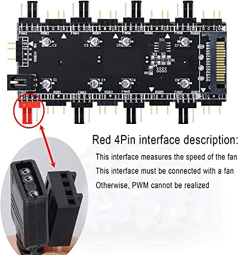 RGEEK RGB/PWM Hub,8 Ports for 5V 3Pin RGB with 5V 4Pin PWM, ARGB Fan Controller Hub Splitter