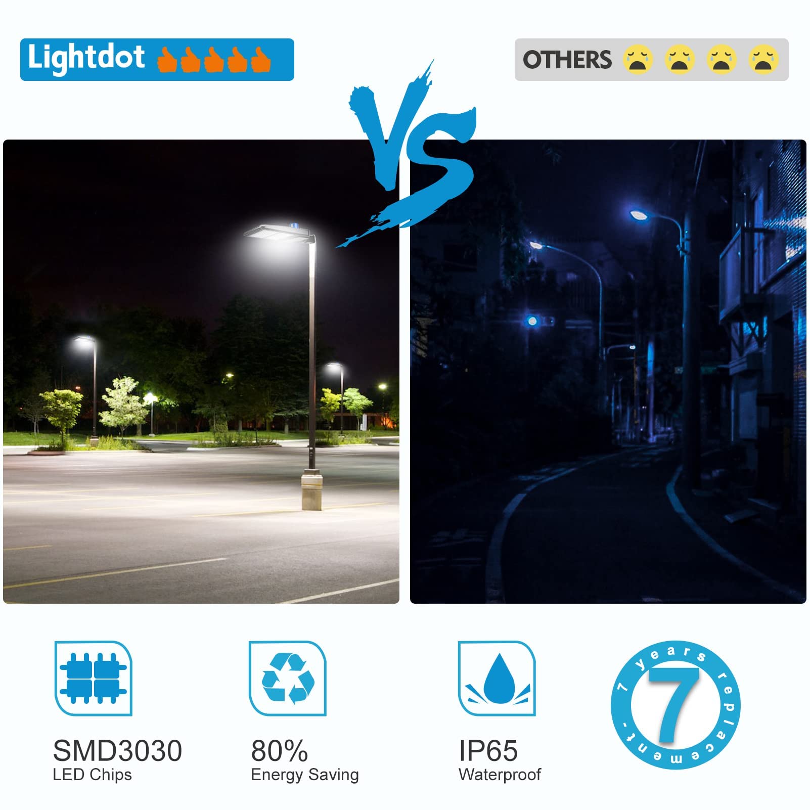 320W LED Parking Lot Lighting 44800LM 5000K LED Pole Lights Outdoor with Slipfitter Mount, Dusk to Dawn LED Street Light for Commerical Parking Lot-2Pack