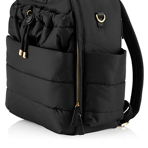 Itzy Ritzy Dream Diaper Bag Backpack - Compact Baby Backpack Diaper Bag with 14 Pockets, Changing Pad, Stroller Straps, Laptop Pocket & Comfortable Straps (Midnight Black)