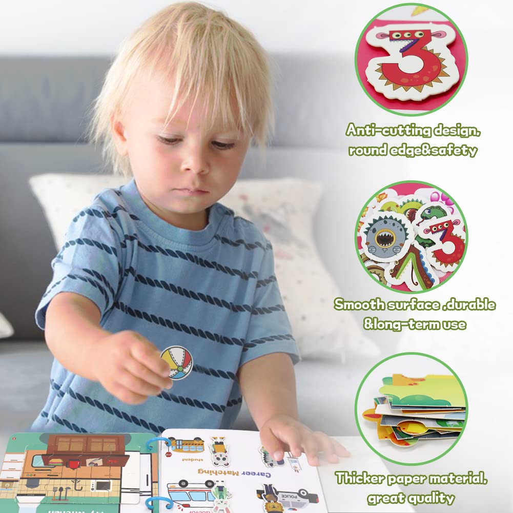 2pcs Quiet Book for Toddlers,Montessori Activity Toys Busy Book Educational Preschool Learning Book for Toddlers 3-6,Toddler Activity Educational,Multi-Element Multi-Page Theme Gameplay