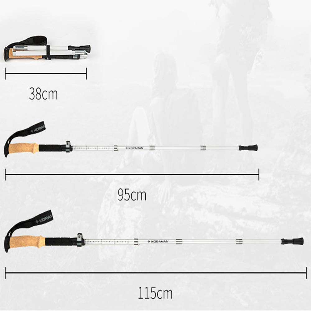 2-pc Pack Carbon Fiber Trekking Poles - Adjustable Ultralight Lightweight Quick Lock Walking or Hiking Stick for Hiking, Camping, Backpacking - with Cork Grip, Padded Strap
