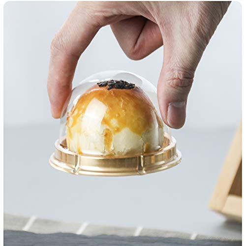 EchoDone 50 Set Clear Plastic Mini Cupcake Boxes Muffin Pod Dome Muffin Single Container Box Wedding Birthday Boxes (Gold)