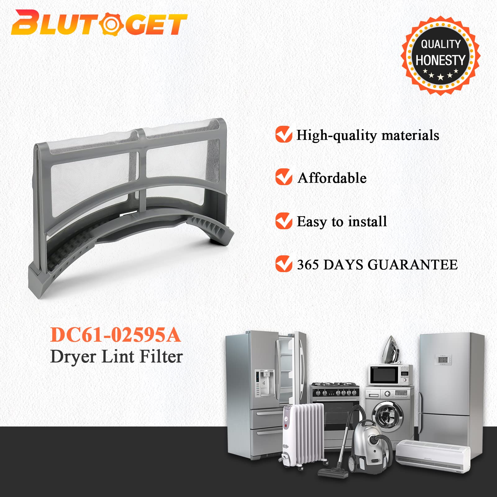 2024 Upgraded DC61-02595A AP4578777 Dryer Lint Filter Case Screen by Blutoget-Dryer lint trap filter Fit for Samsung Dryer-DVE45T6000W, DV42H5200EW/A3, DV42H5000EW/A3,2069505, PS4206799, EAP4206799