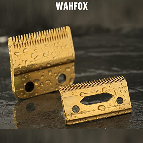 Professional 2 holes replacement blades set NEW Upgrade for Wahl Hair Clippers including 1 440C fixed blade 1 440C moving blade 1 Ceramic blade (Gold)