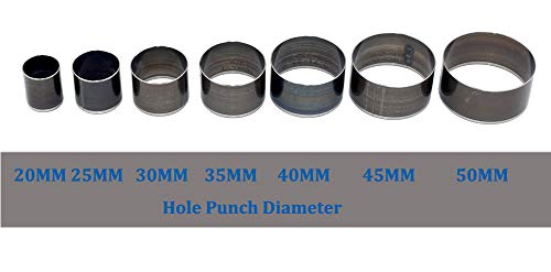 DGOL 7 Sizes Big Size 20mm - 50mm Round Hole Punch Leather Rubber Fiber Silicone Hollow Cutter Die Punching Tool kit