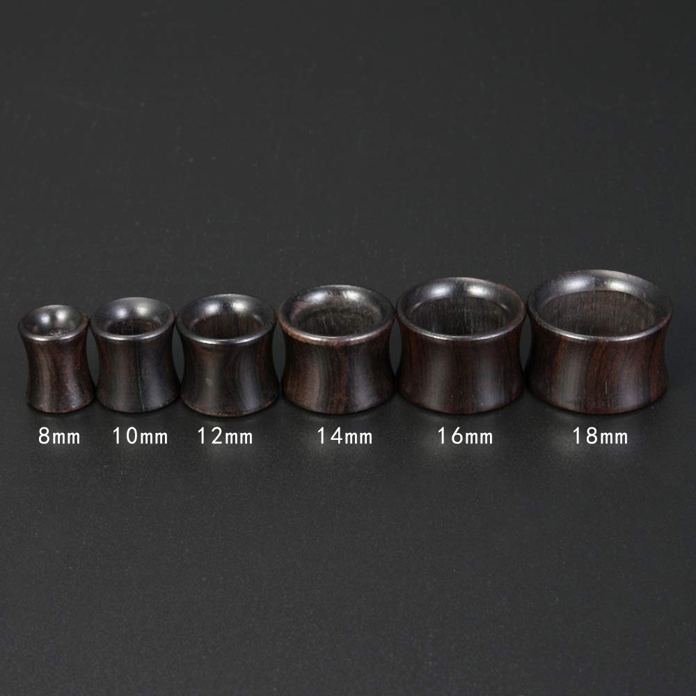 2 Pairs 0G-11/16 Double Flared Brown Organic Wood Wooden Ear Gauges Ear Tunnels Ear Plugs Expander Strecher