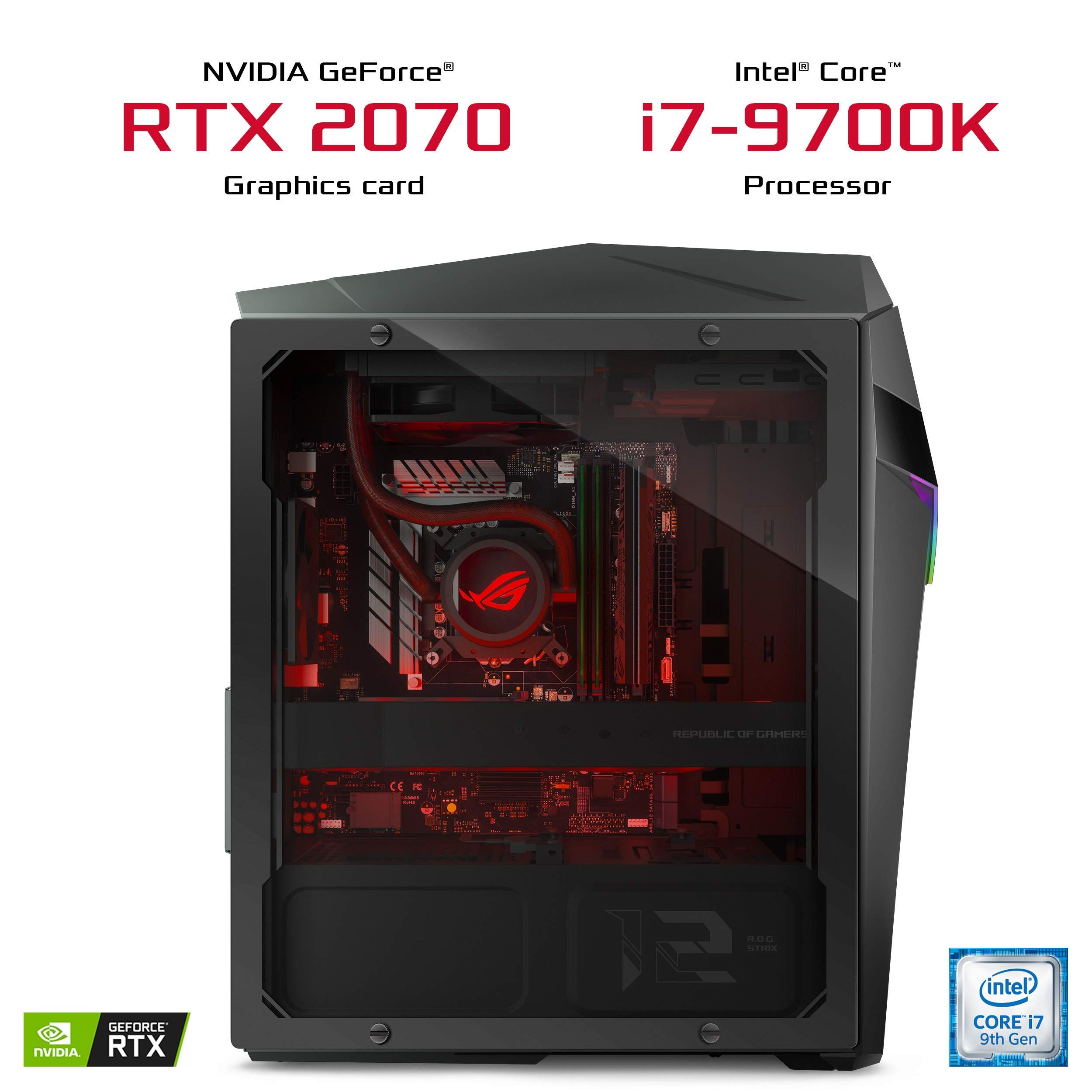 ROG Strix GL12 Gaming Desktop, Overclocked 9th Gen Intel Core i7-9700K, NVIDIA GeForce RTX 2070 8GB, 16GB DDR4 RAM, 512GB SSD + 1TB HDD, Windows 10, Black/Grey - GL12CX-DS771 (Renewed)