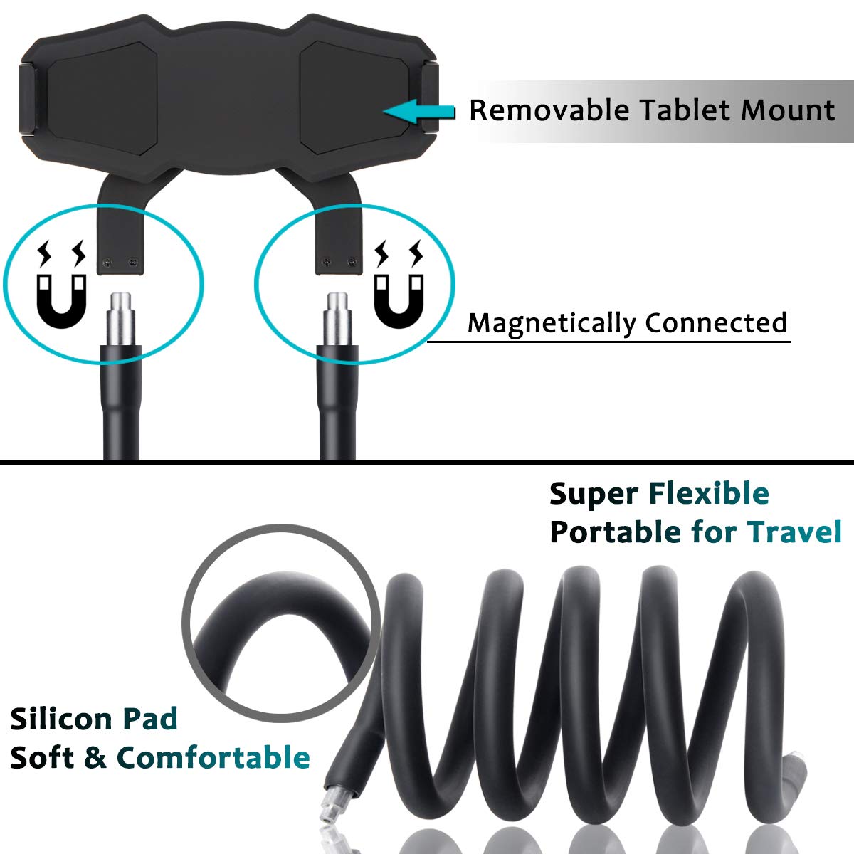 B-Land Upgrade Gooseneck Tablet Holder, Tablet Stand for Bed, Universal Tablet Mount Holder with Remote, Lazy Neck Phone Holder Compatible with iPad Mini Pro Air, iPhone Series, Samsung Tabs & More