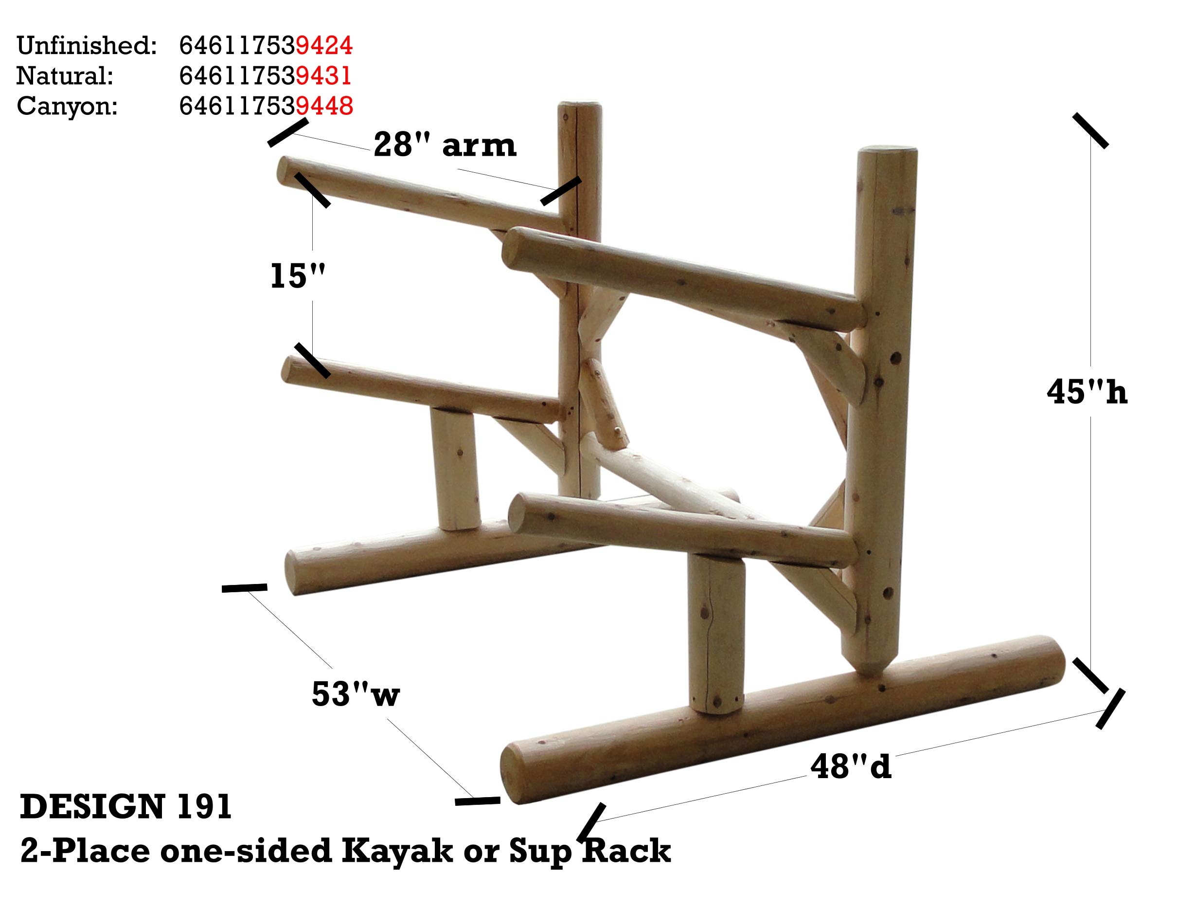 2-Place 1-Sided Kayak/SUP Rack, Canyon Brown
