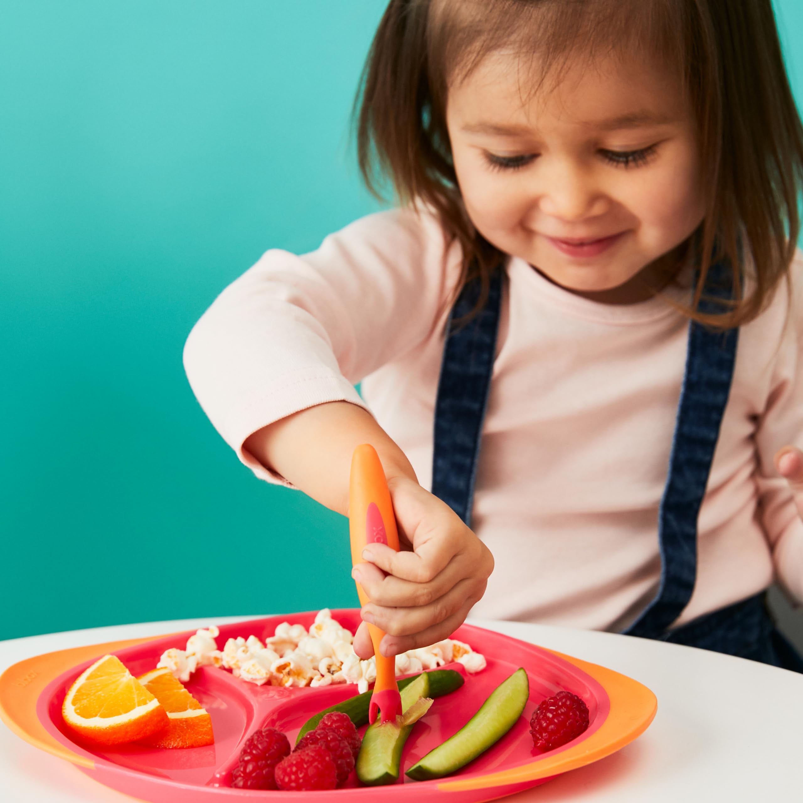 b.box Toddler Cutlery Set: Patented FLORK™ Designed Fork, Spoon & Travel Case, Easy Grip Handles, Dishwasher Safe, BPA Free. (Ocean Breeze)