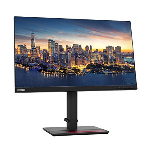 Lenovo ThinkVision T24i 23.8in 1920 x 1080 FHD IPS WLED-Backlit LCD 2-Pack Raven Black Monitor Bundle with HDMI, VGA, DisplayPort, USB Hub, Fully Adjustable Desk Mount Monitor Stand