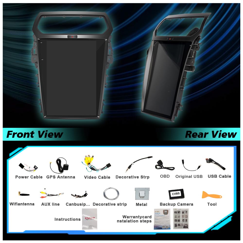 2024 New CUSP Car Stereo Radio GPS Navigation for Ford Explorer 2011-2019 Android Auto Car Play 12.1 Inch PX6 4G+64G with DSP in Dash Headunit Multimedia Player Car Radio Car Audio Voice Control