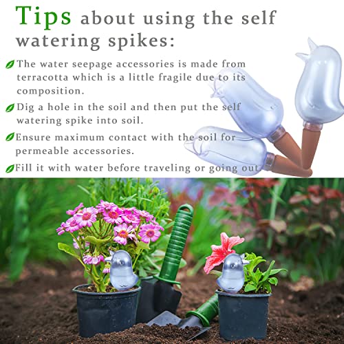 4 Pack Self Watering Spikes, Indoor Plant Watering Globes, Bird Shape Automatic Irrigation Spikes, Self-Watering Terracotta Spikes, Plant Watering Devices(Blue)