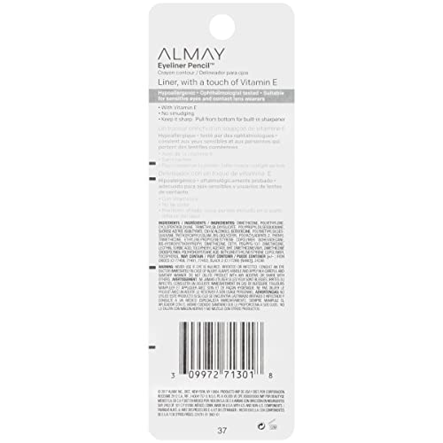 Almay All-Day Eyeliner Pencil, Hypoallergenic, Cruelty-Free, Ophthalmologist Tested, Long Wearing and Water Resistant, 209 Black Raisin, 0.01 Oz