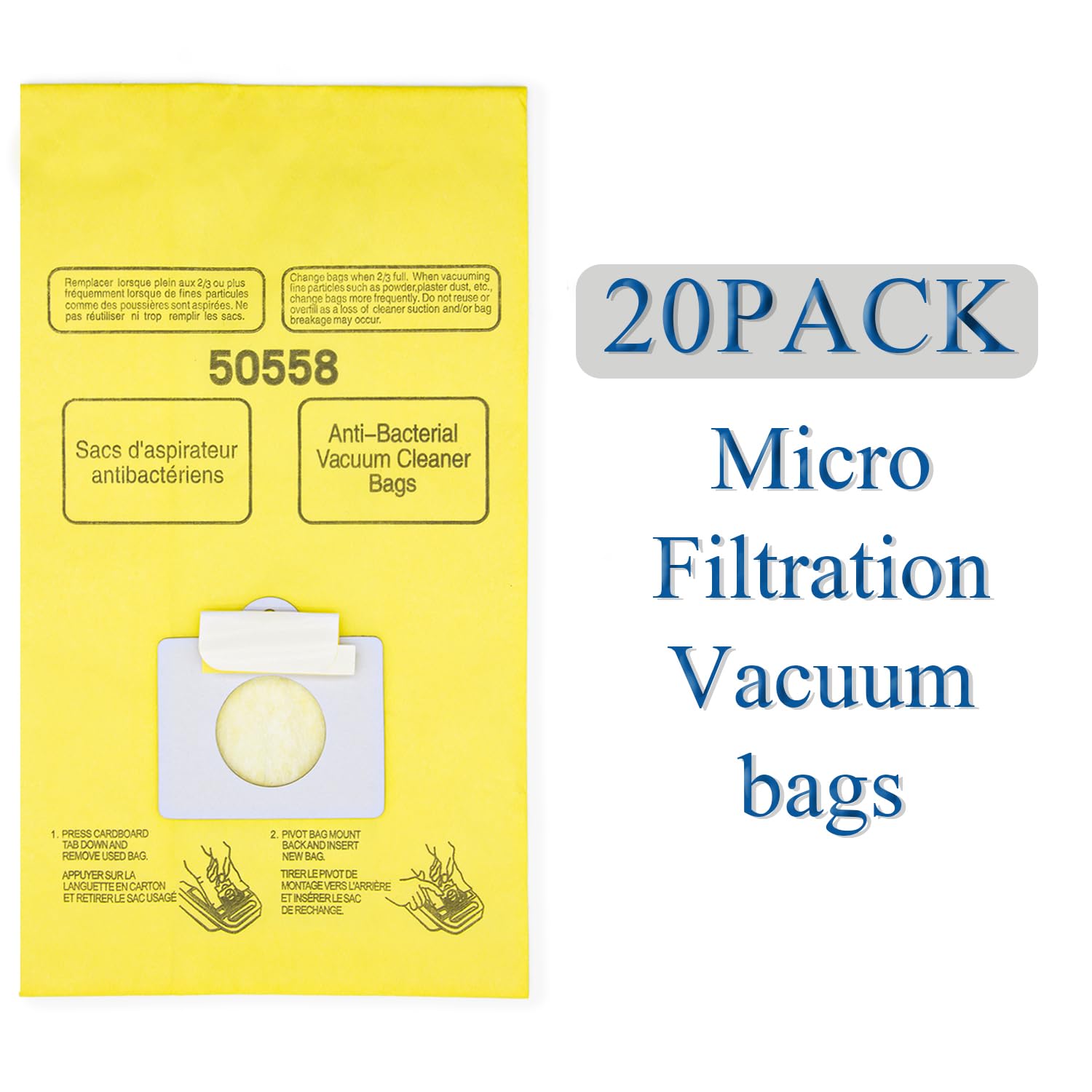 20 Pack Type C/Q 50558 Replacement Vacuum Cleaner Bags Compatible with Kenmore Canister 5055, 50557 and 50558 Panasonic Type C-5