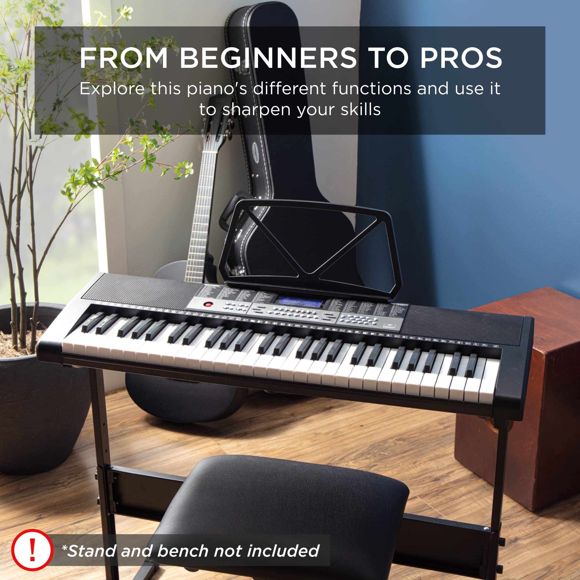 Best Choice Products 54-Key Electronic Keyboard Piano Portable Beginner Electric Keyboard Complete Set w/LCD Screen, Power Adapter, Teaching Modes, Music Sheet Stand, Built in Speakers