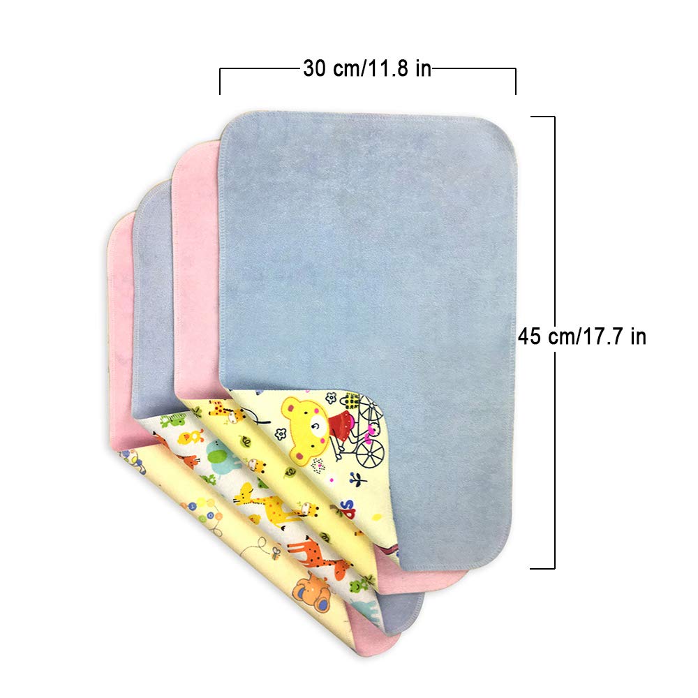 Diaper Changing Pad, Twoworld Breathable Waterproof Changing Pads Washable Resuable Diapers Liners Mats 4Pack(30X45cm)(Yellow Series)