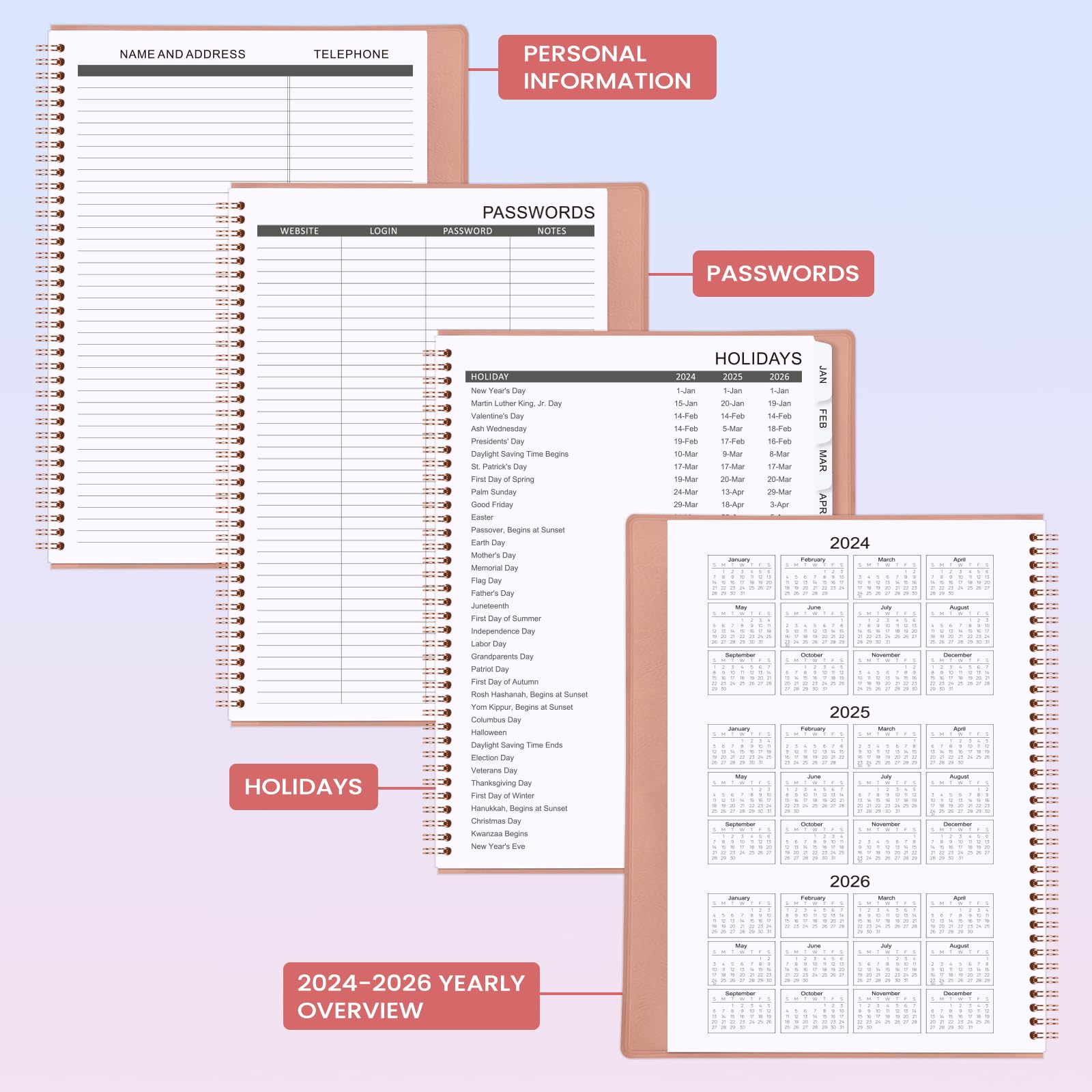 2024-2025 Monthly Planner - Monthly Calendar/Planner 2024-2025, JUL. 2024 - DEC. 2025, 9'' x 11'', 18 Monthly Planner Spiral Bound with Soft Leather Cover, 15 Note Pages, Monthly Tab, Inner Pocket