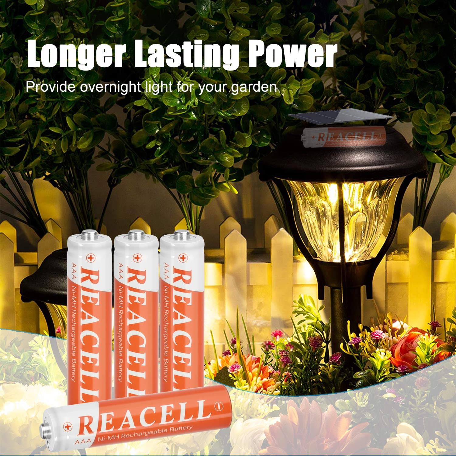 REACELL 24 Pack Rechargeable AAA Batteries for Solar Lights, 1.2V AAA Batteries for Outdoor Garden Lamp Toys Controllers and Household Devices
