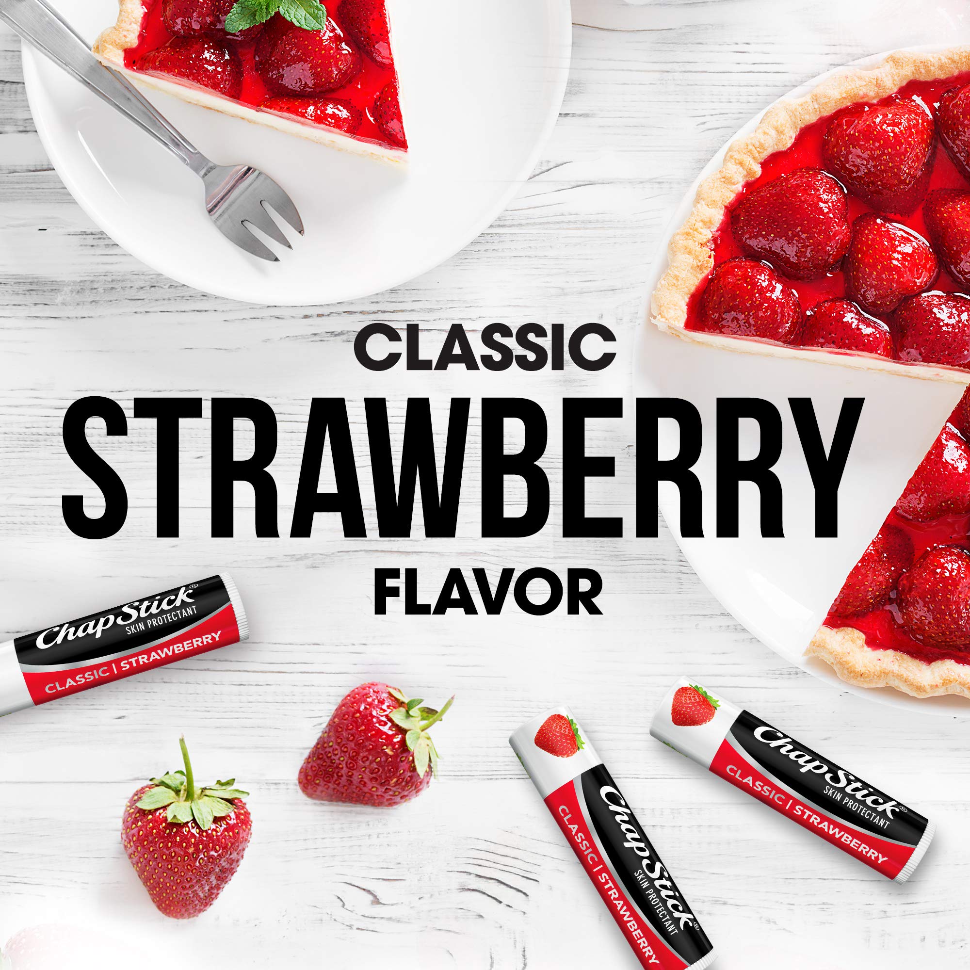 ChapStick Classic Strawberry Lip Balm – Fruity & Sweet, Moisturizing Lip Care for Dry, Cracked Lips, 0.15 Oz