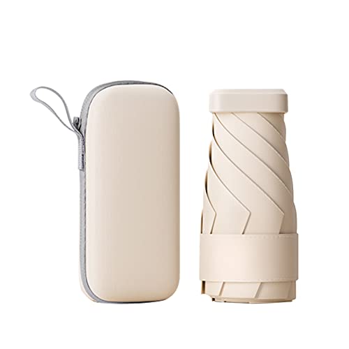 Cloudia Mini Umbrella for Purse, Portable and Compact Perfect for Rain and Sun with UV Protection (Beige)