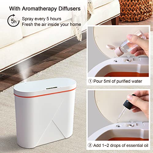 aDeerElf Automatic Trash Can with Essential Oil Diffuser,4 Gallon Bathroom Trash cans with lid,Touchless Trash Can Bedroom,Small Smart Trash Can Motion Sensor,Slim Garbage