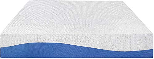Olee Sleep 10 Inch Gel Infused Layer Top Memory Foam Mattress, King, Blue & 18 inch Heavy Duty King Steel Slat, No Box Spring Needed, Metal, Black