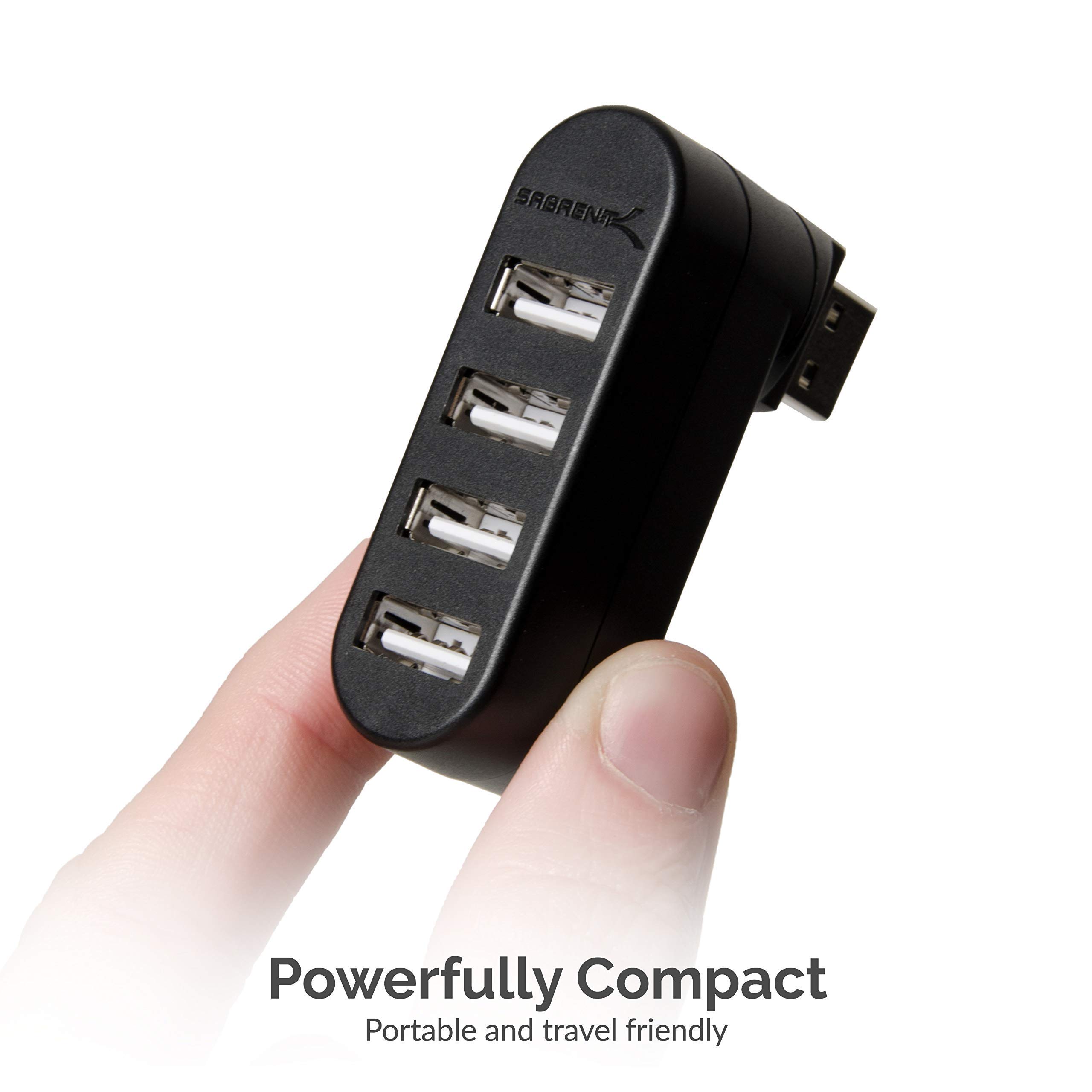 Sabrent 4-Port USB 2.0 Hub [90°/180° Degree Rotatable] + [6-Pack] 22AWG Premium Micro USB Cables