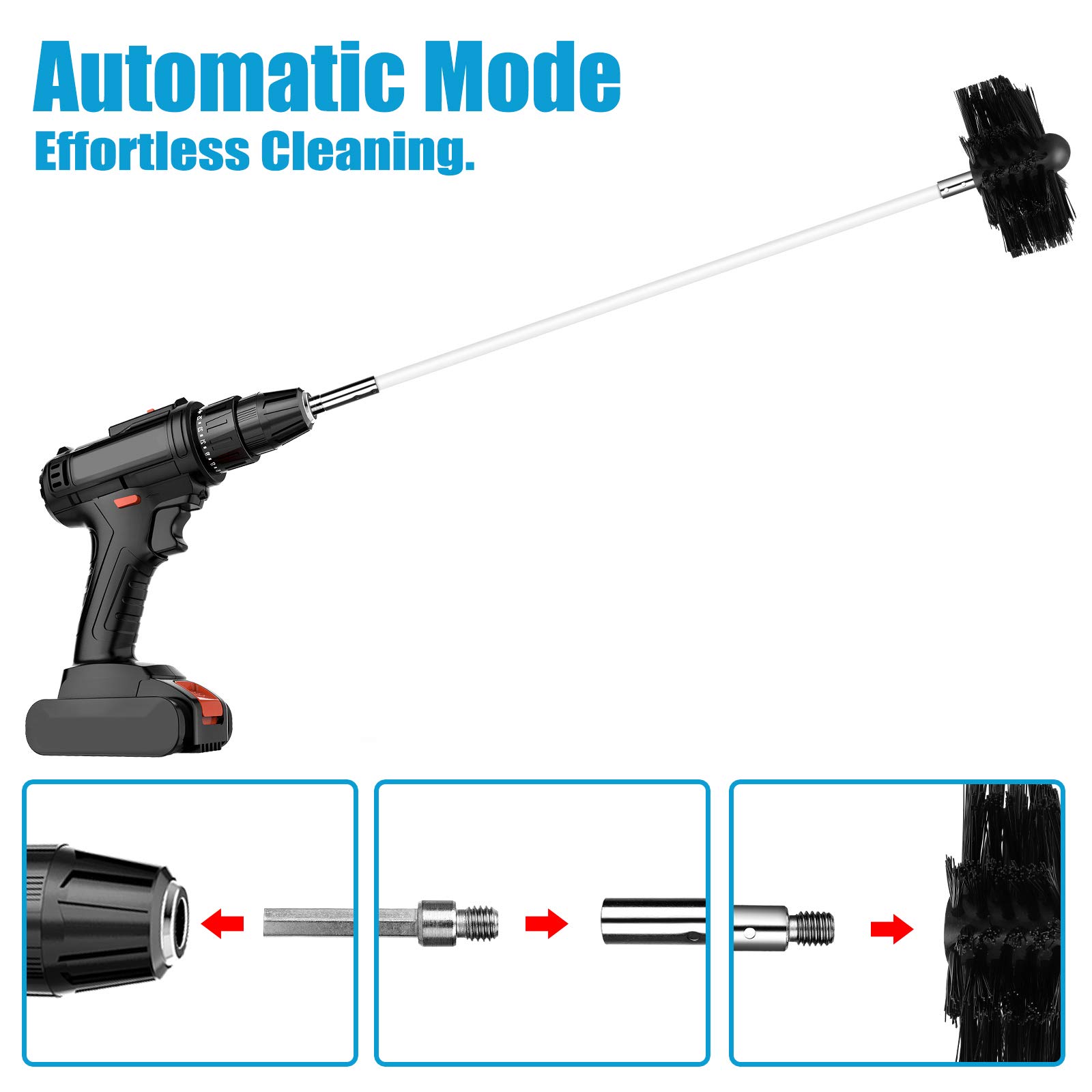 22PCS Dryer Vent Cleaning Kit, Chimney Sweep Kit with 18 Nylon Rods 2 Brush Heads 1 Drill Connector 1 Long Brush, Fireplace Chimney Brush Cleaning Kit, Duct Dryer Vent Cleaner Kit Cleaning Tool