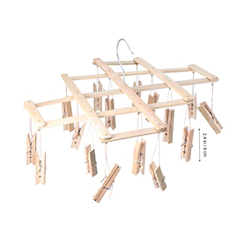 Alipis Folding Drying Rack Hangers for Clothes Dish Drying Rack Foldable Socks Hook Dryer Windproof Clothespin Hook Drying Racks for Laundry 16 Pegs Drying Rack with Swivel Hooks Hanging