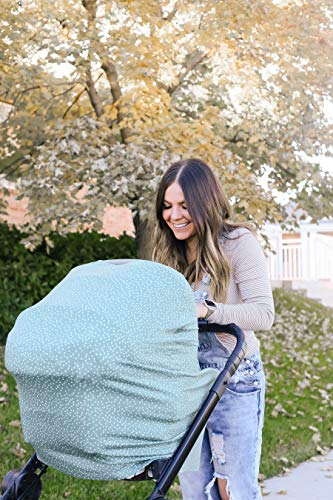 Baby Car Seat Cover Canopy and Nursing Cover Multi-Use Stretchy 5 in 1 Gift "Juniper" by Copper Pearl