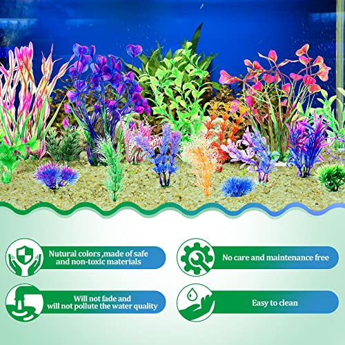 58 Pcs Artificial Aquarium Plant Plastic Fish Tank Decorations Fish Tank Accessories Aquatic Turtle Tank Accessories for Household and Office Aquarium Simulation, Small to Large