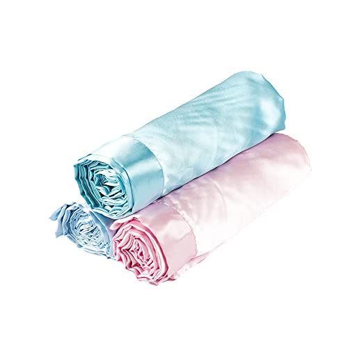 Heavens Cuddles Double Sided Pure Satin Baby Blanket (Light Blue) 48"x36"