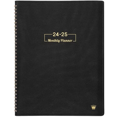 2024-2025 Monthly Planner - 18 Monthly Planner/Calendar 2024-2025, Jul 2024 - Dec 2025, 8.86" x 11.4", Monthly Tabs, Faux Leather, Pocket, 25 Note Pages, Passwords, Twin-Wire Binding, Thick Pape