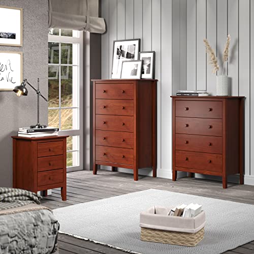 ADEPTUS Wooden Dresser, 5, Pecan
