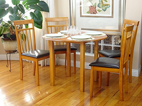 Dining Kitchen Set of 5 Rectangular Dining Table and 4 Side Warm Chairs Wood, Maple