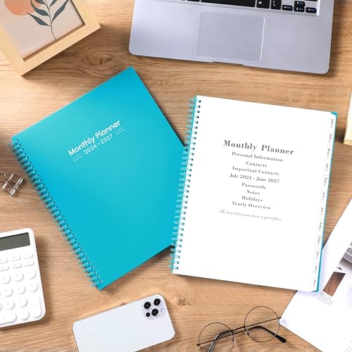 2024-2027 Monthly Planner/Monthly Calendar - 3 Year Monthly Planner 2024-2027, JUL 2024 - JUN 2027, 9" x 11", 36 Monthly Planner + Pocket - Teal