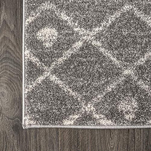 JONATHAN Y MOH208C-28 Aksil Moroccan Beni Souk Indoor Farmhouse Area-Rug Bohemian Minimalistic Geometric Easy-Cleaning Bedroom Kitchen Living Room Non Shedding, 2 ft x 8 ft, Gray/Cream