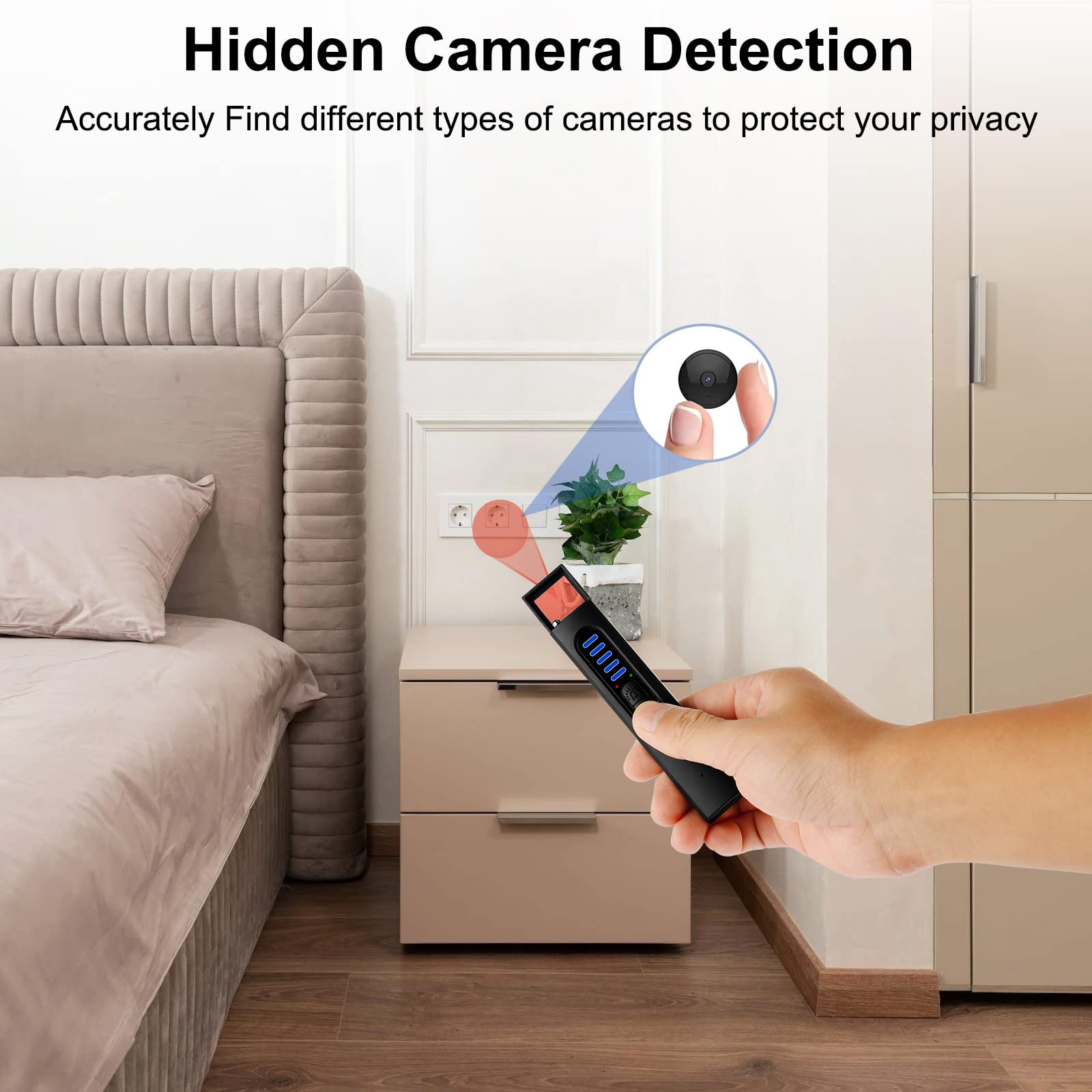 4IN1 Hidden Camera Detectors, Upgraded 5 Levels Sensitivity Anti Spy Detectors Bug Detectors GPS Tracker Detectors RF Scanner Device Hidden Device Detectors for Home Hotel Apartment Office Travel