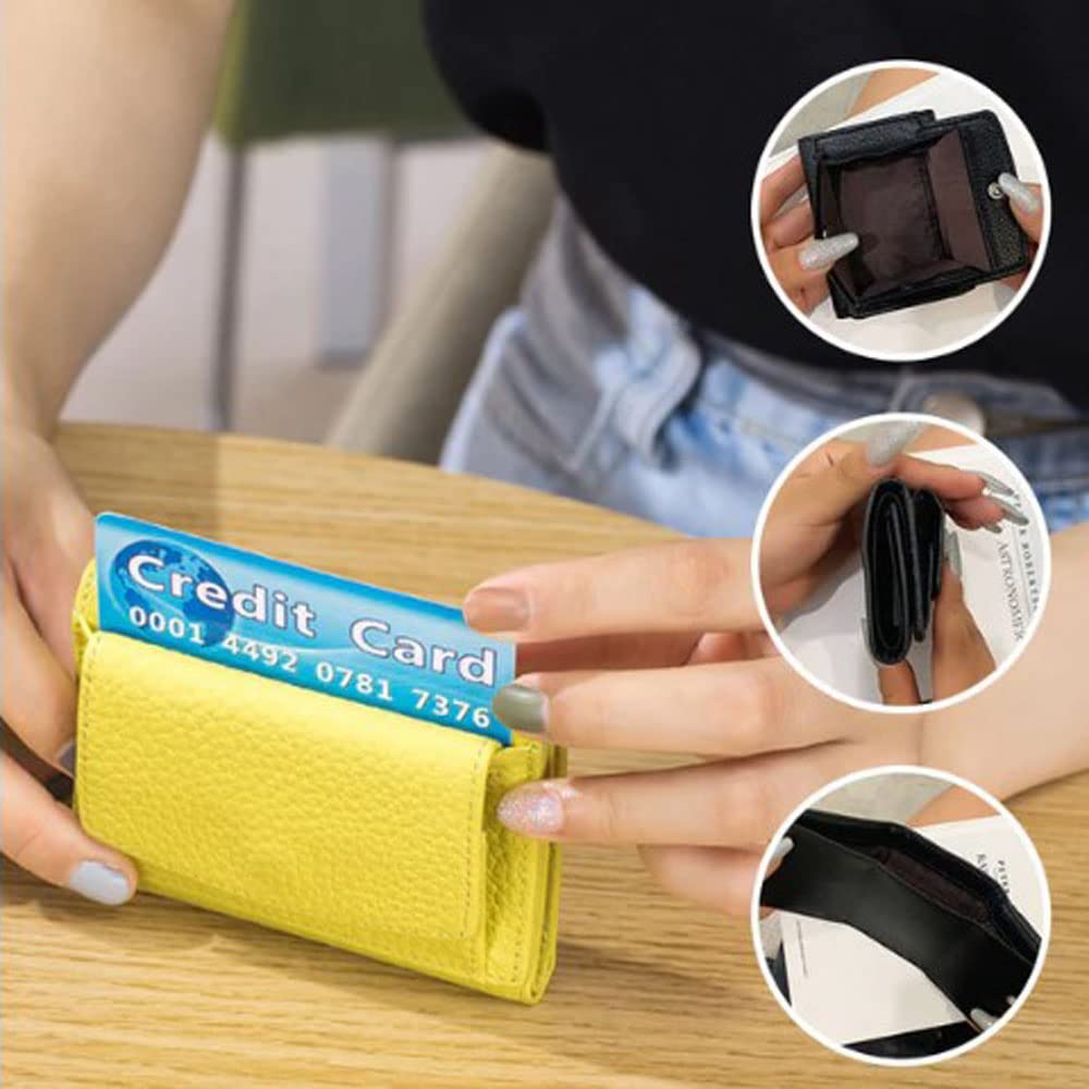 2023 New Unisex Anti-Credit Card Fraud Folding Mini Wallet, Women's Foldable Short Wallet, Vegan Mini Wallet For Women, Genuine Leather RFID Blocking Card Holder Organizer Pocket Mini Wallet (A)
