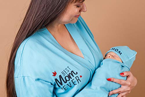Life of Joy Matching Mommy Labor Delivery Robe, Swaddle, Hat Complete Set (as1, alpha, s, m, regular, regular, Mint)
