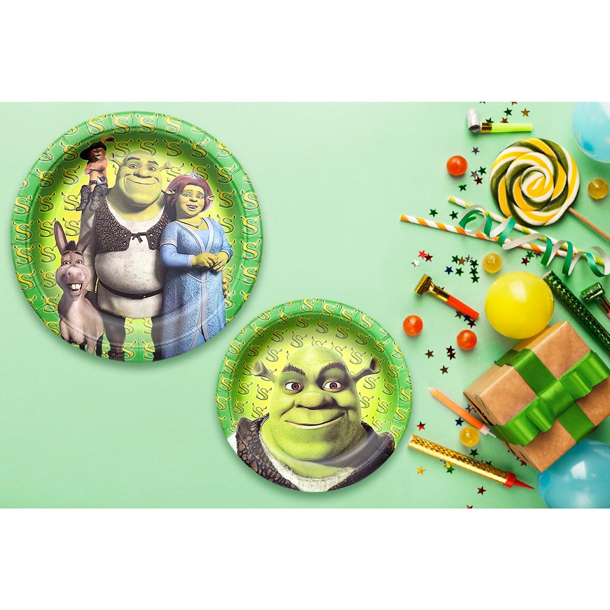 24 Shrek Birthday Disposable Plates, Birthday Party Supplies Decorations 9 Inch and 7 Inch