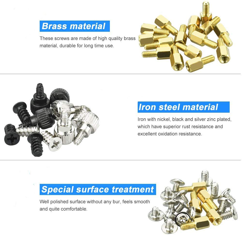 Life-Q 228PCS Personal Computer Screw Standoffs Set Kit, M3/M3.5/M5 Laptop Screws for Hard Drive Computer Case Motherboard Fan Power Graphics CD-ROM