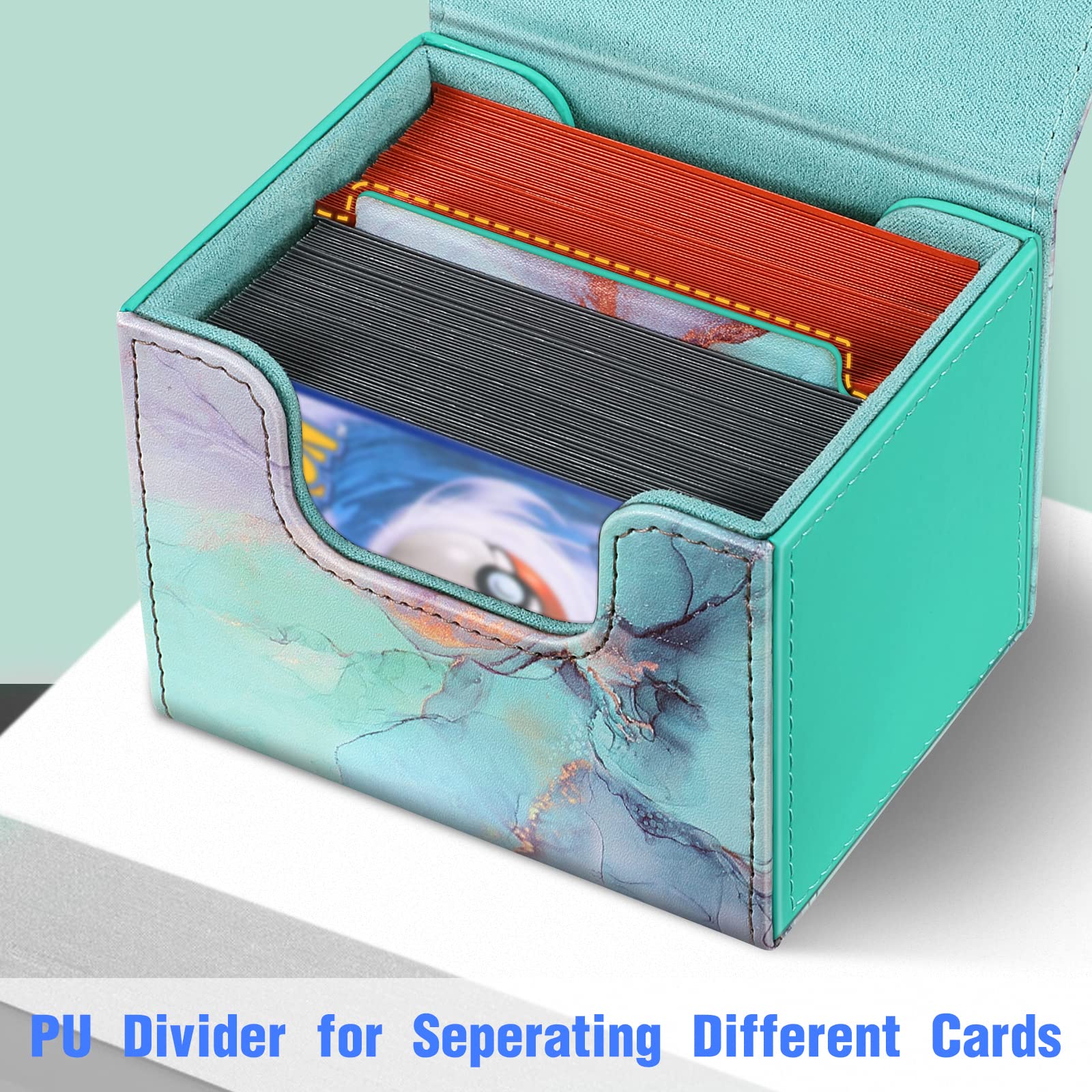 CaseBot Card Deck Box Compatible with MTG/TCG/CCG, Magnetic Game Card Case Large Size Fits Up 180+ Game Cards with PU Divider, Black