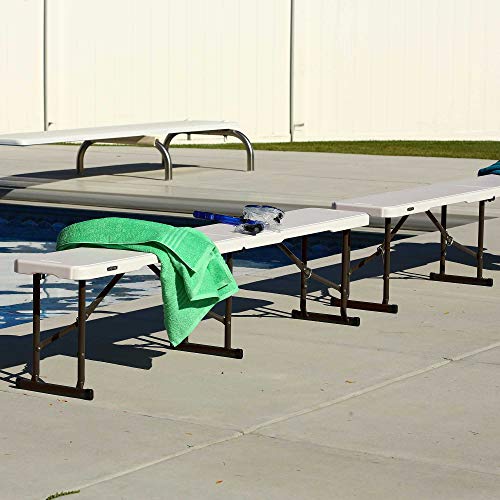 Lifetime 80843, 2 Pack, Light Commercial 6-Foot Fold-in-Half Bench, Almond